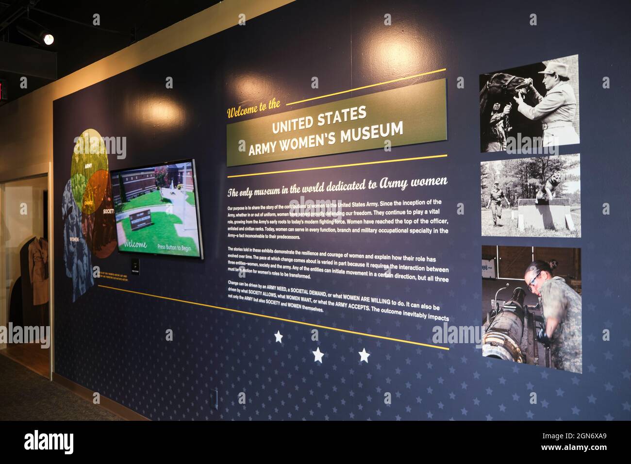 The Welcome sign at the beginning of the musem. At the US Army Womens ...