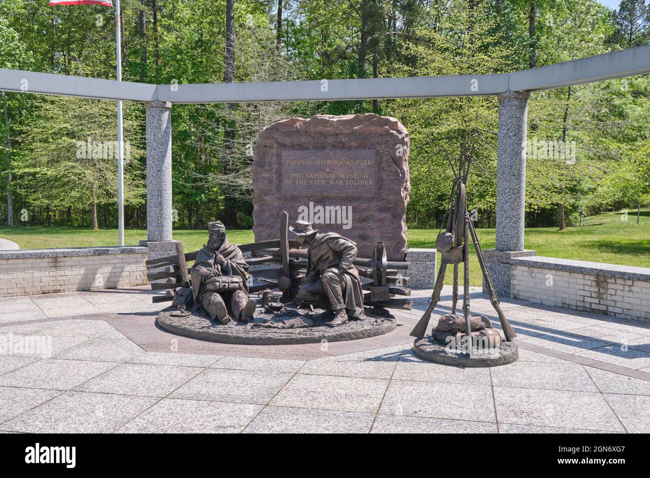 A statue of a soldier at the entrance. At the Pamplin Historical Park ...