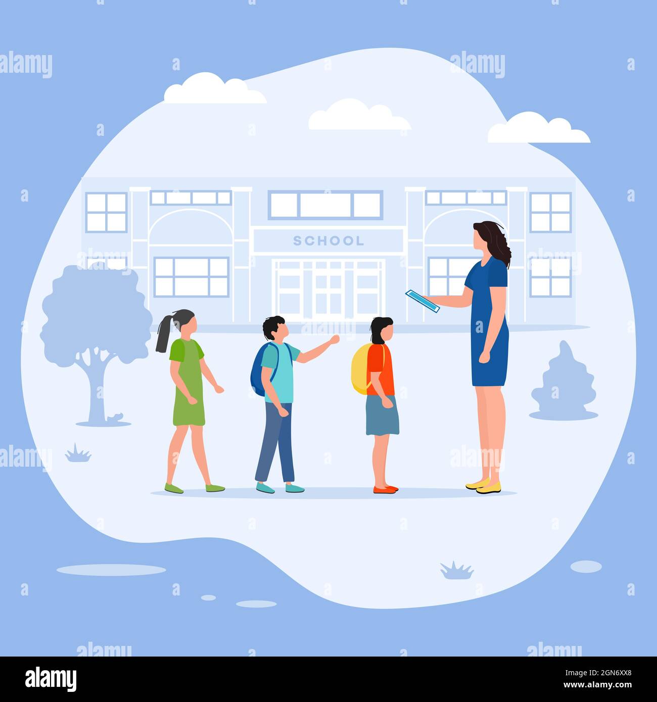 Vector illustration Back to school Schoolboy, schoolgirl with ...
