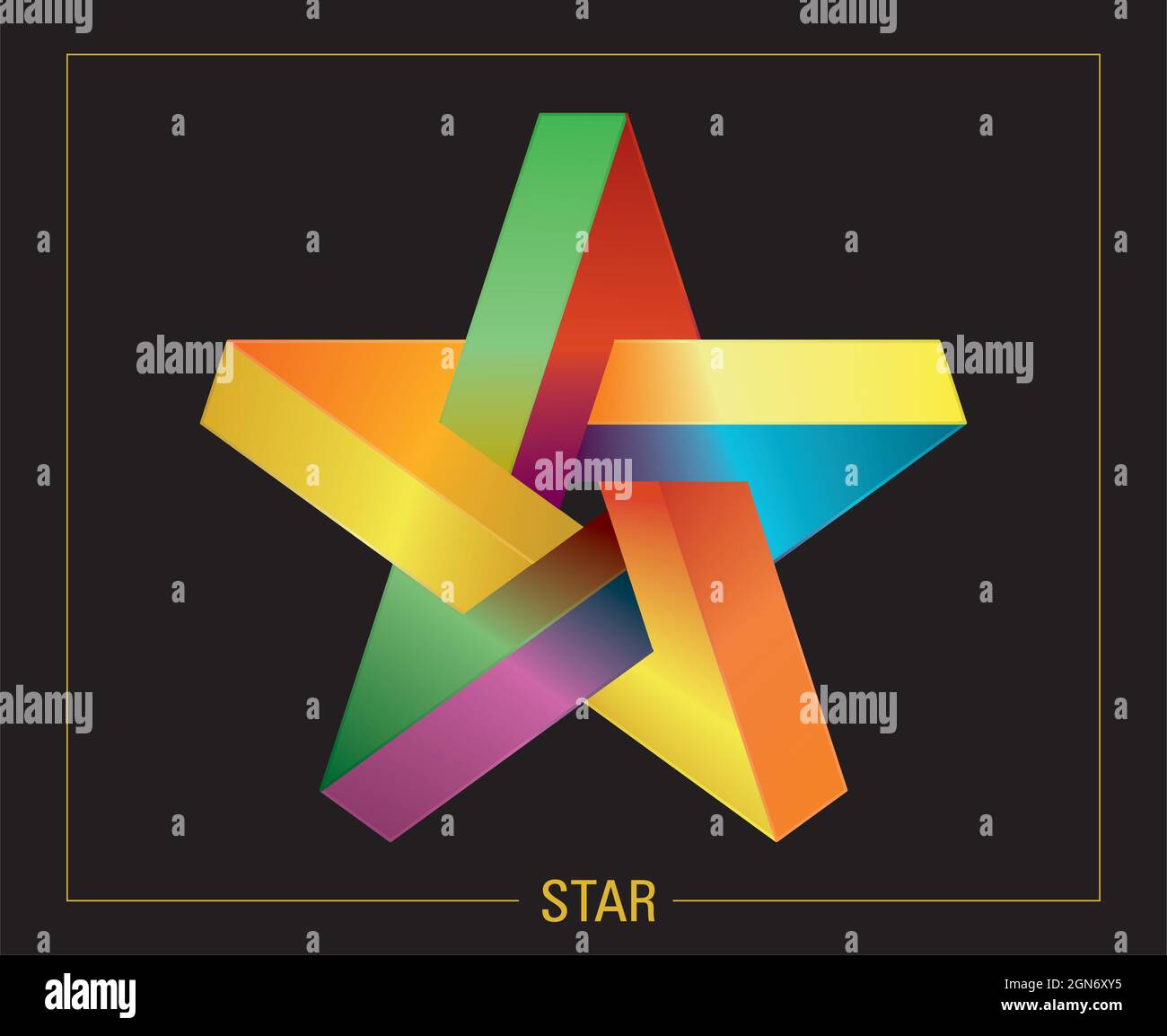 Colorful star, pentagram in impossible shape. Vector illustration ...