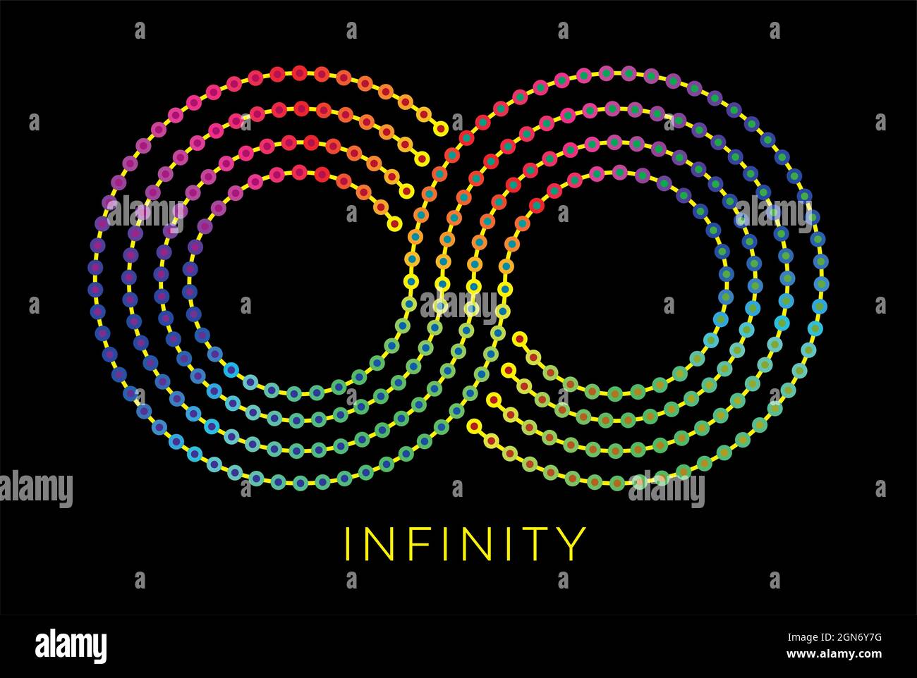 Infinity, eternity symbol with colorful dots. Vector illustration ...