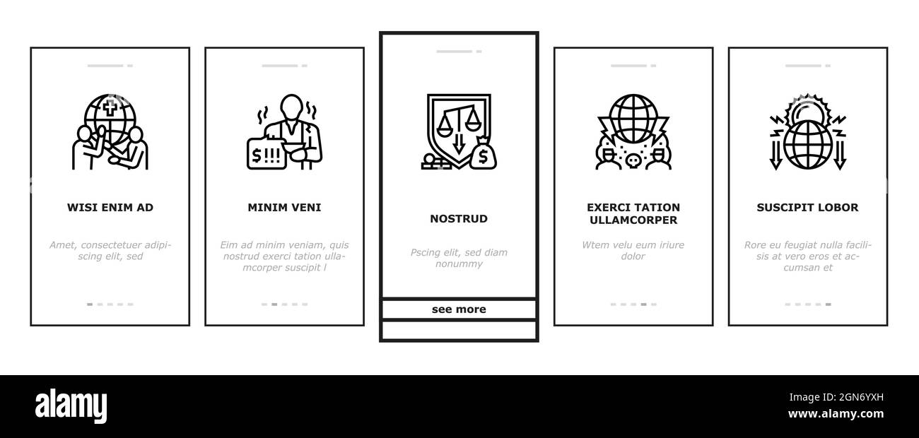 Social Public Problems Worldwide Onboarding Icons Set Vector Stock ...