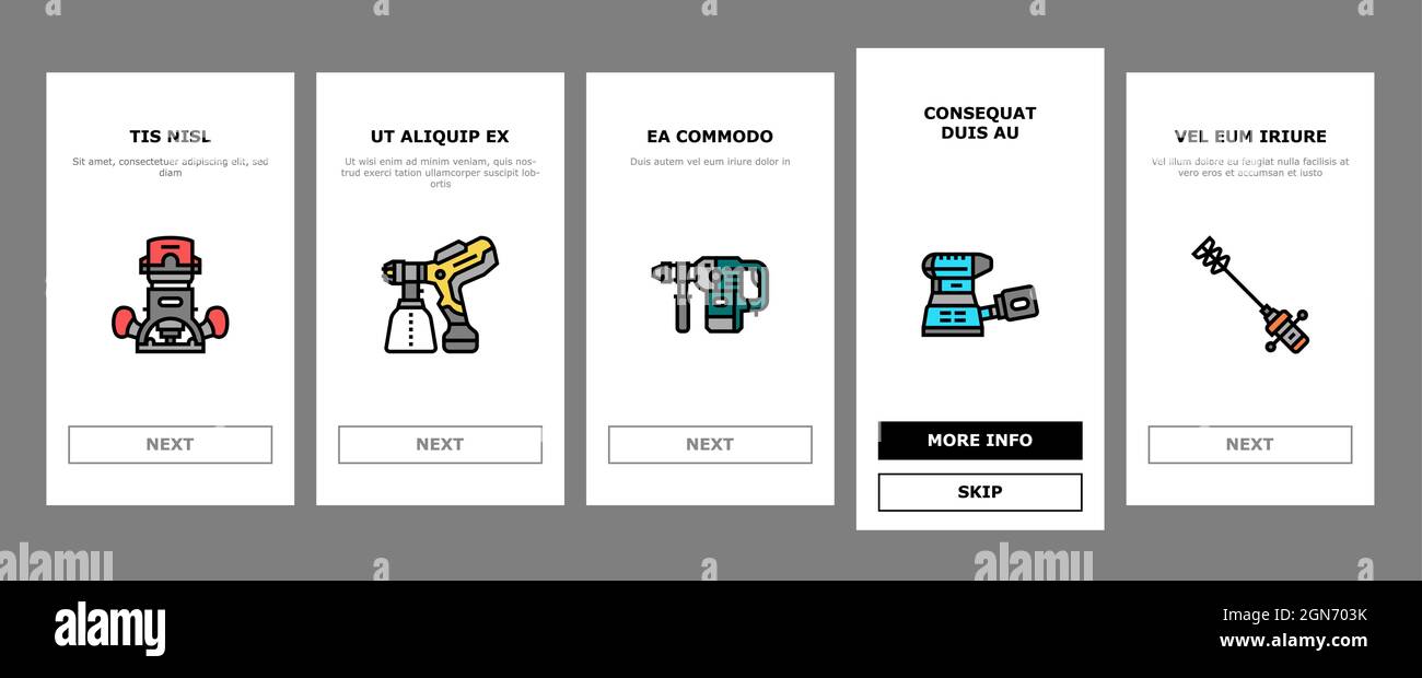 Tools For Building And Repair Onboarding Icons Set Vector Stock Vector ...