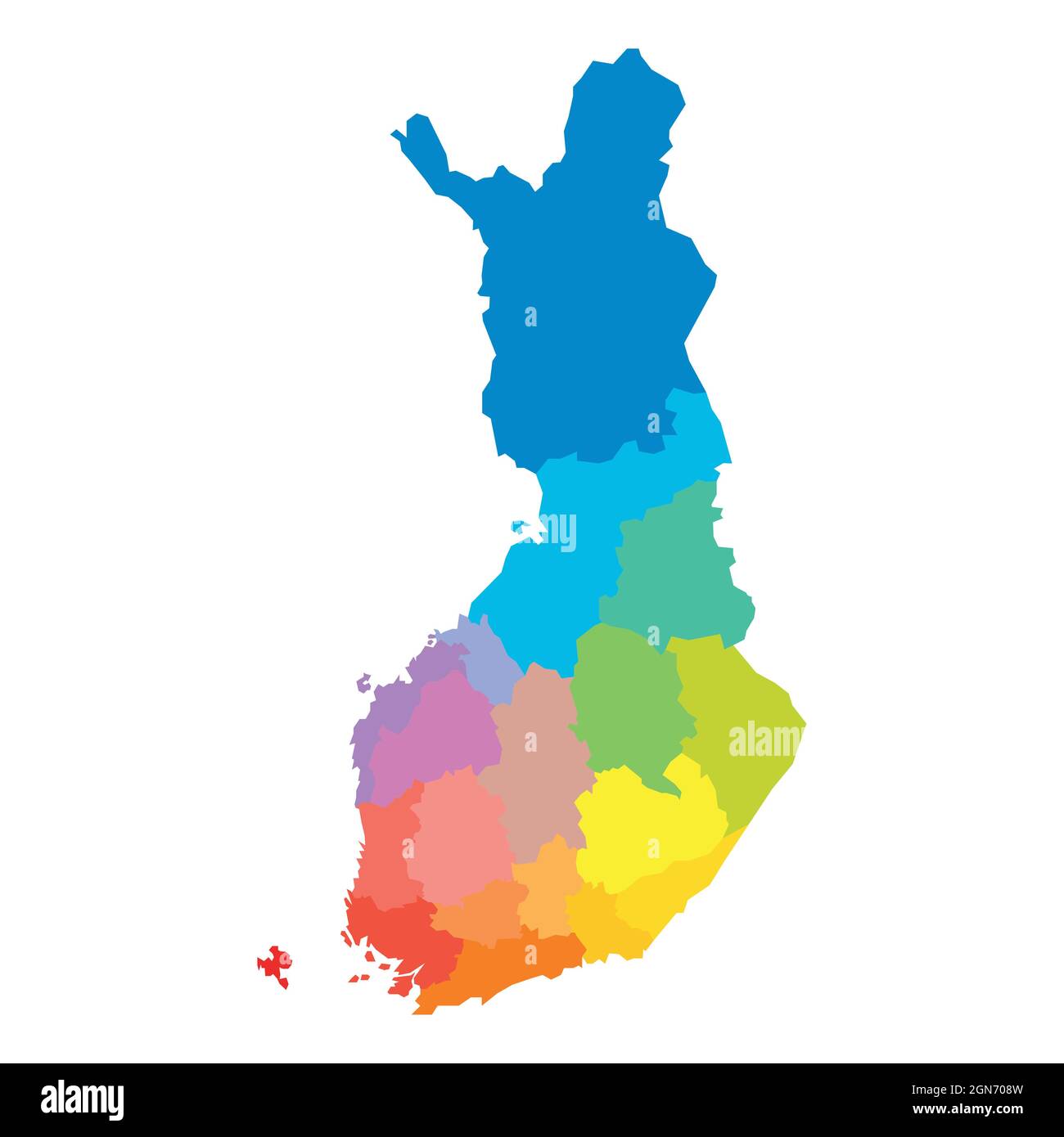 Colorful political map of Finland. Administrative divisions - regions ...