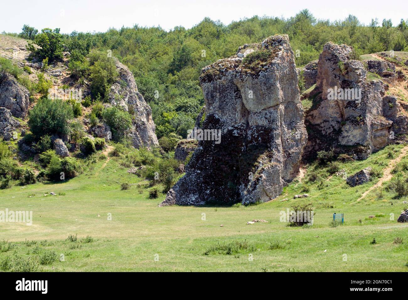 A beautiful landscape of the Dobruja Plateau, the oldest mountains of ...