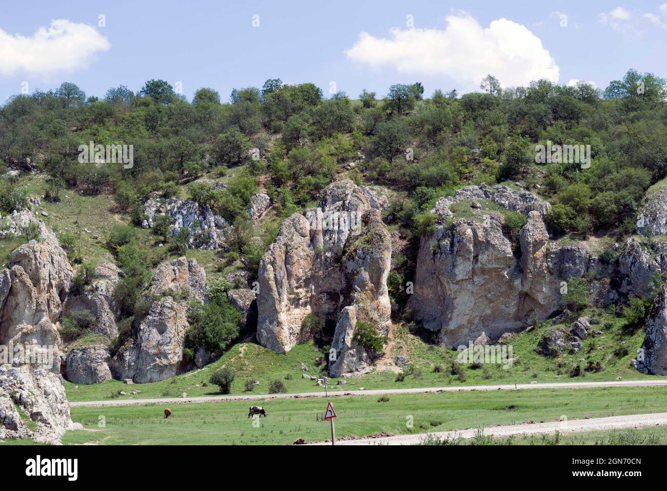 A beautiful landscape of the Dobruja Plateau, the oldest mountains of ...
