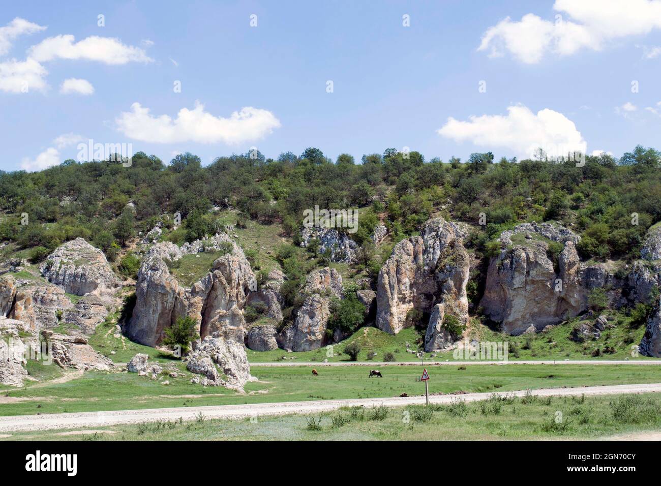 A beautiful landscape of the Dobruja Plateau, the oldest mountains of ...