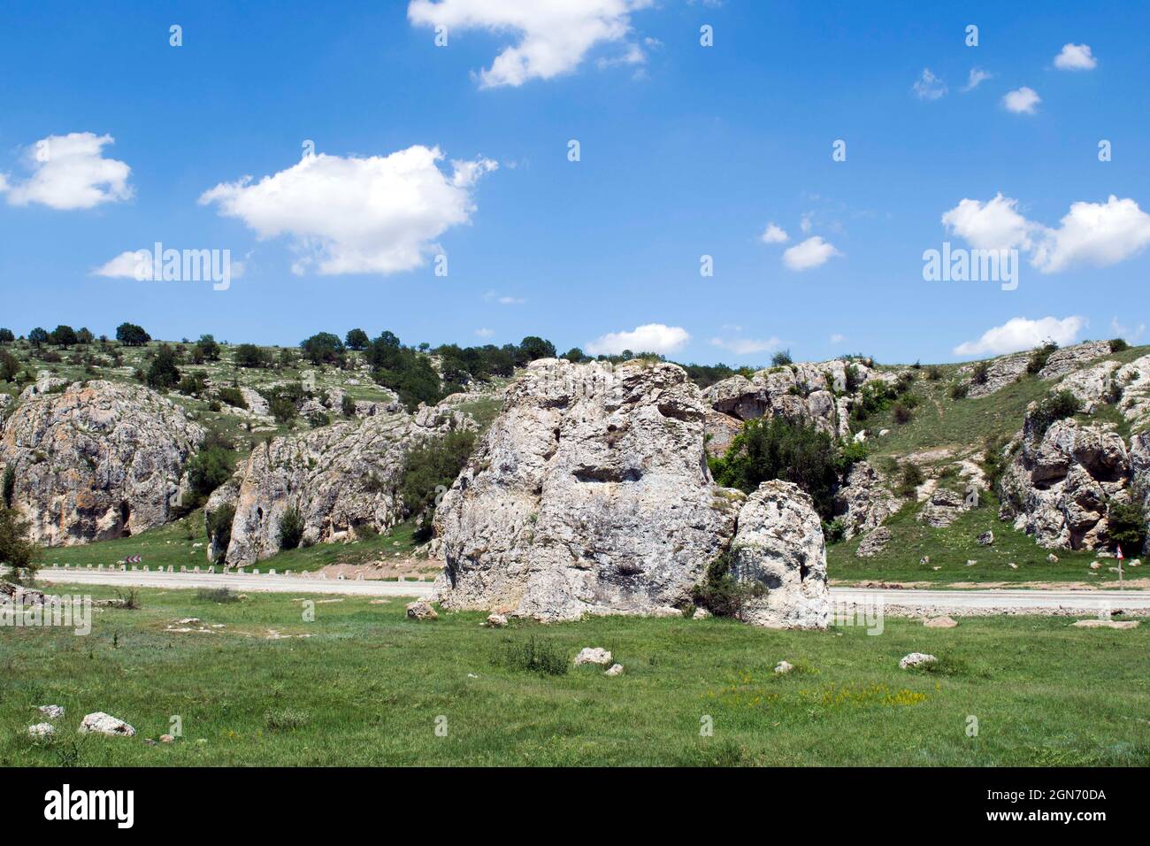 A beautiful landscape of the Dobruja Plateau, the oldest mountains of ...