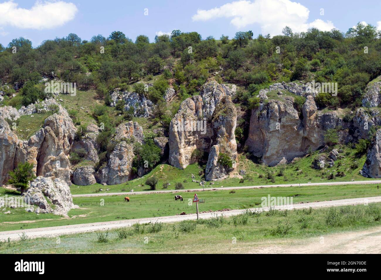 A beautiful landscape of the Dobruja Plateau, the oldest mountains of ...