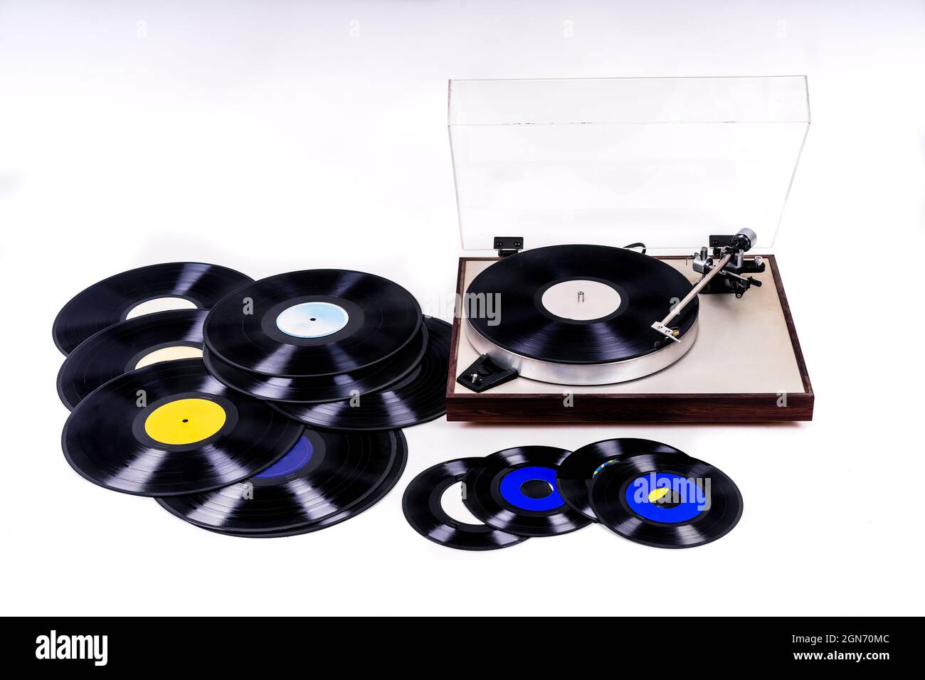 Closeup shot of types of vinyl on a white background Stock Photo - Alamy