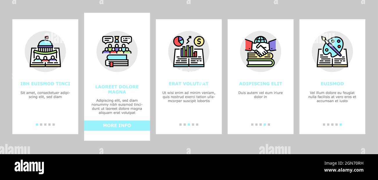 History Learn Educational Lesson Onboarding Icons Set Vector Stock ...