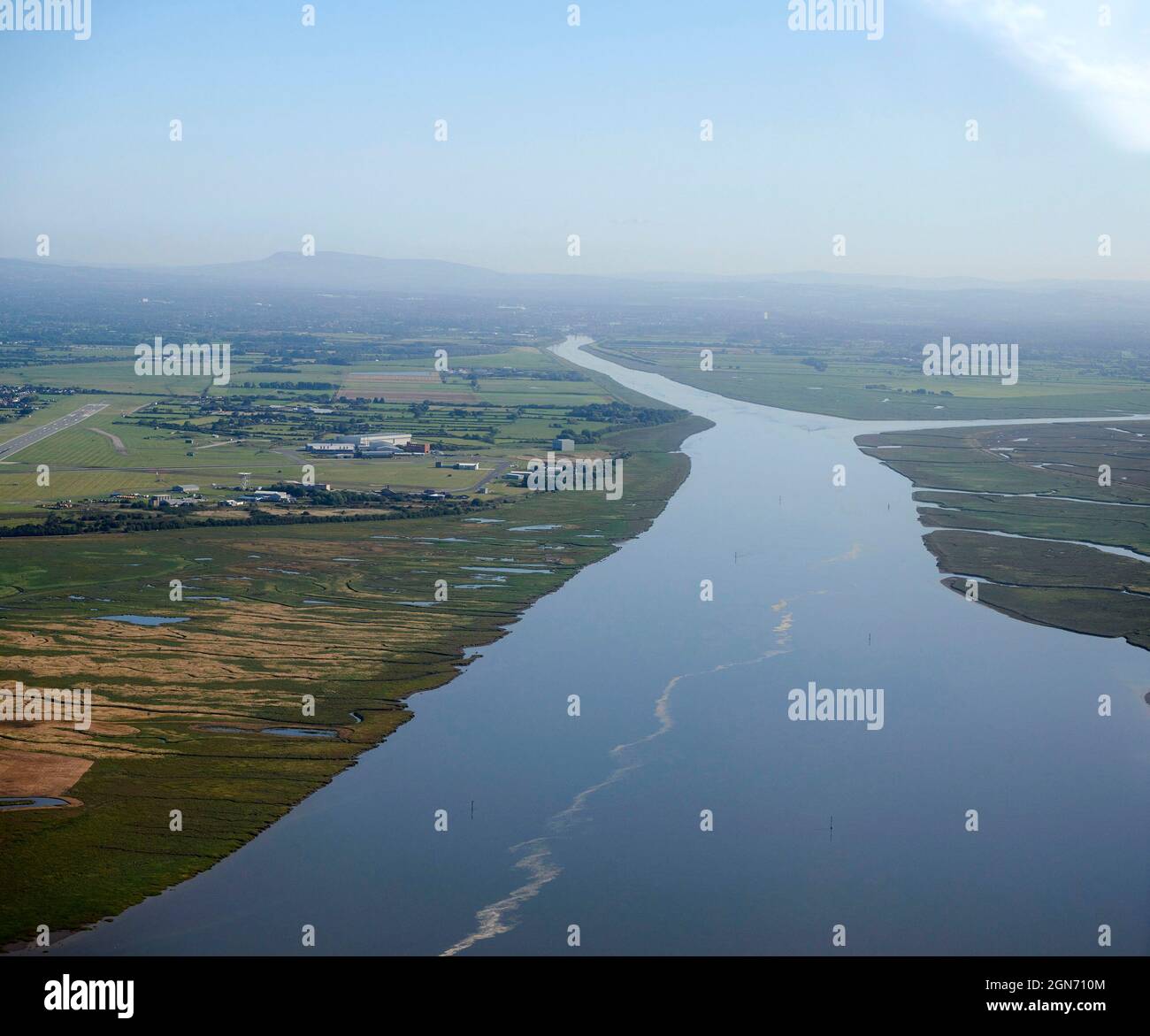 An aerial view of the Ribble Estuary, near Lytham St Annes, North West ...