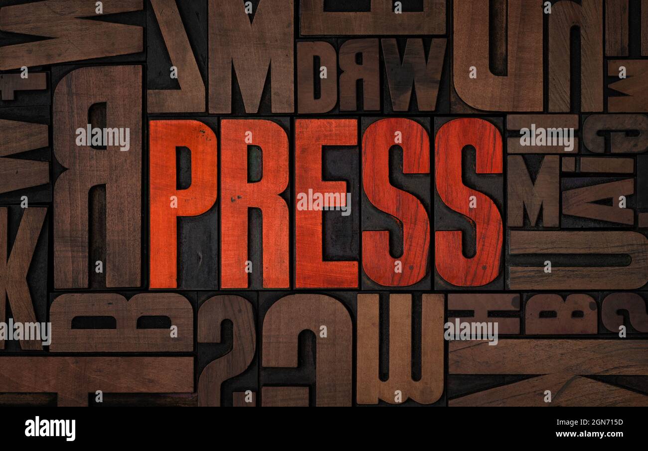Retro letterpress wood type printing blocks - Press Stock Photo - Alamy