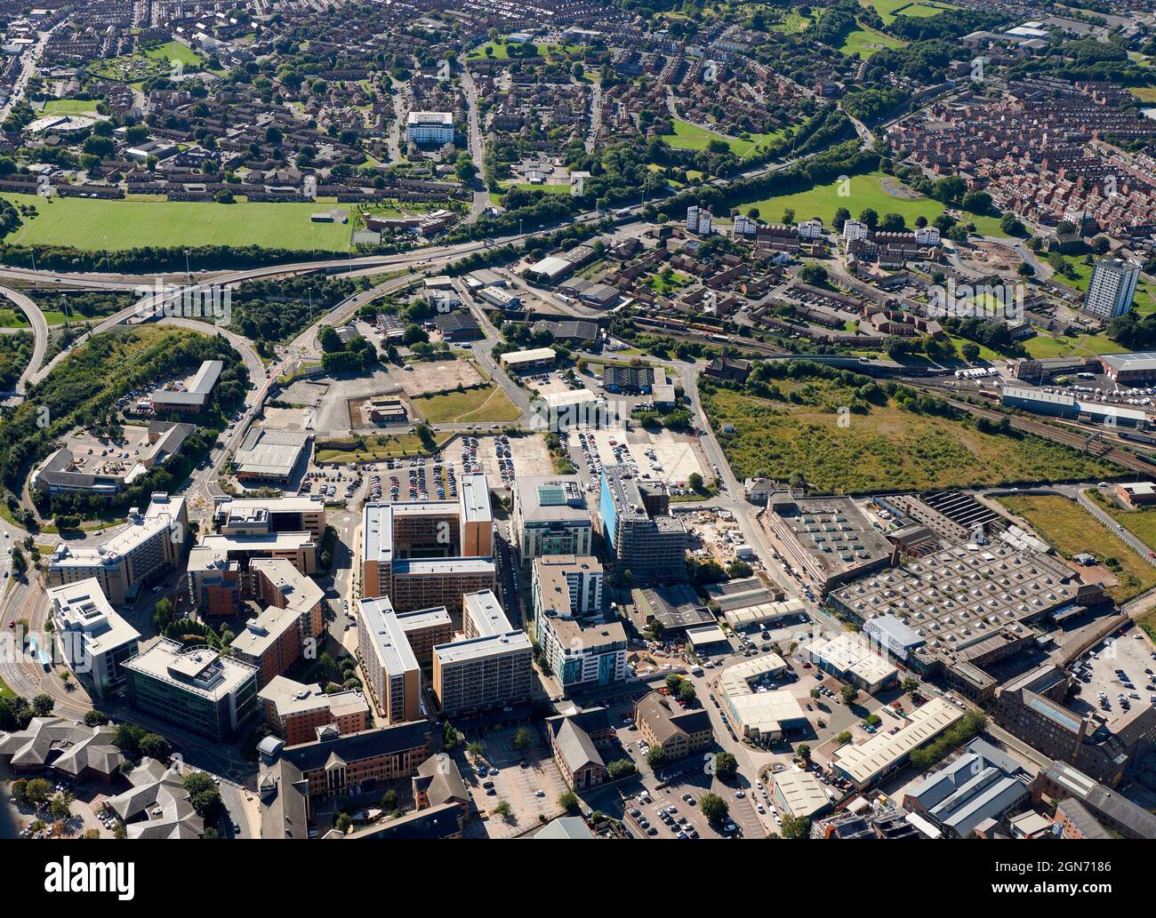 An aerial photograph of Holbeck area showing Temple Mills, Leeds, West ...