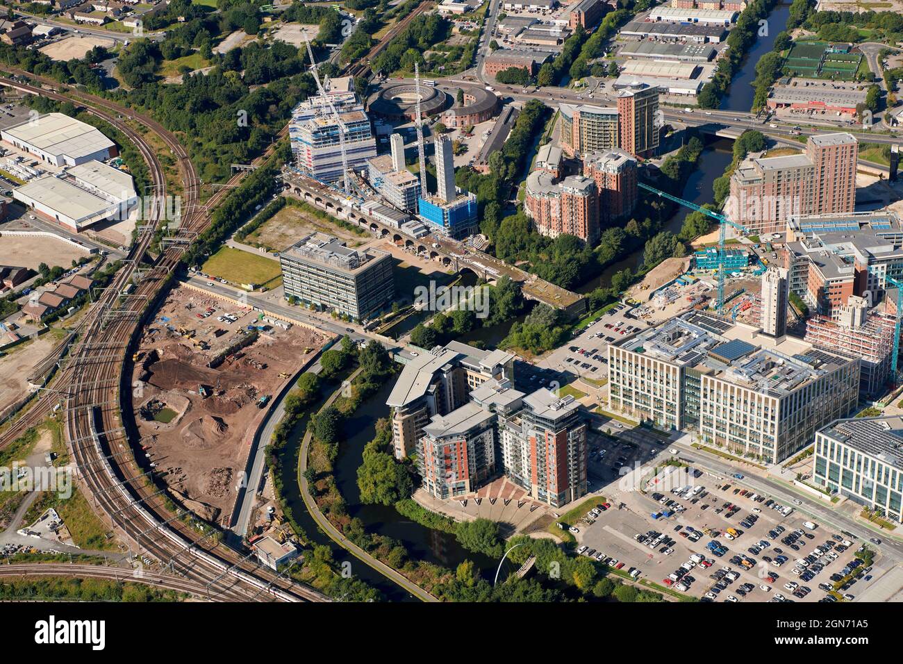 An aerial photograph of apartment buildings being built at Whitehall ...