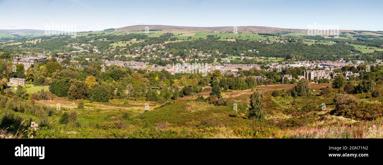 Around the UK - Panoramic view of Ilkley, Wet Yorkshire Stock Photo - Alamy