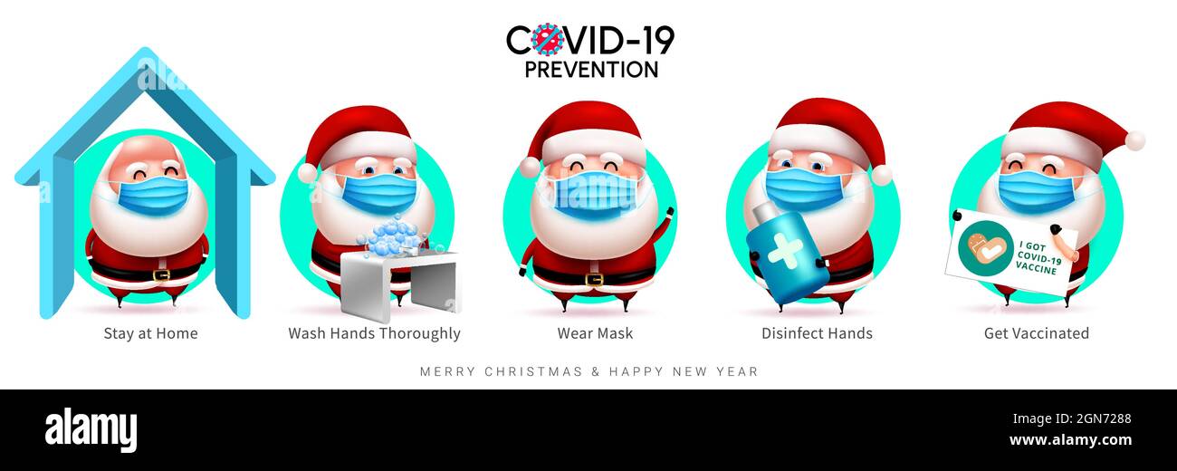 Christmas covid-19 prevention vector design. Covid-19 prevention text ...