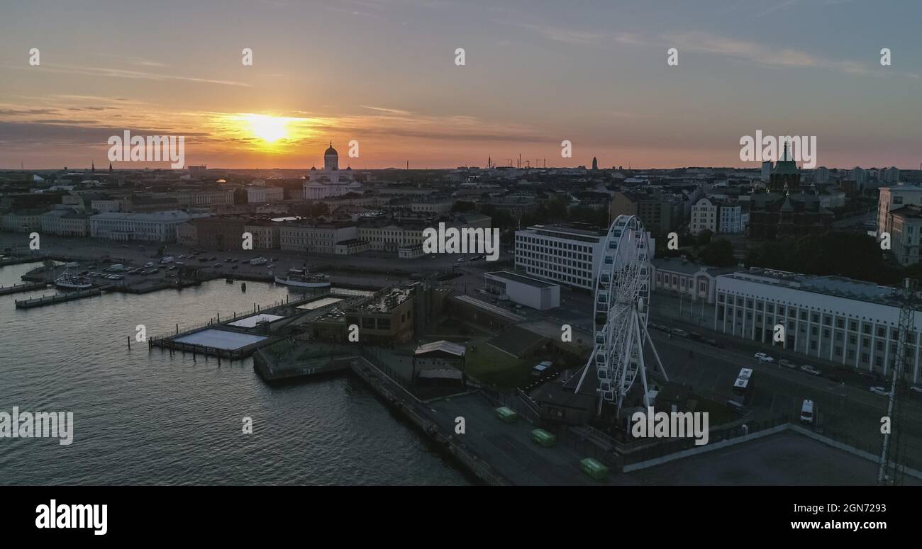 Helsinki south harbor, summer sunset Stock Photo - Alamy