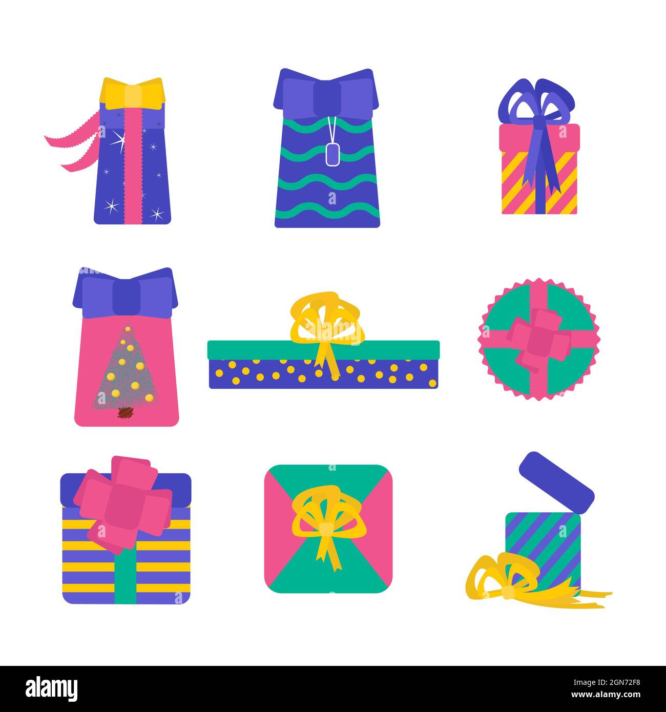 Gift boxes set isolated om white vector illustration. Festive package ...