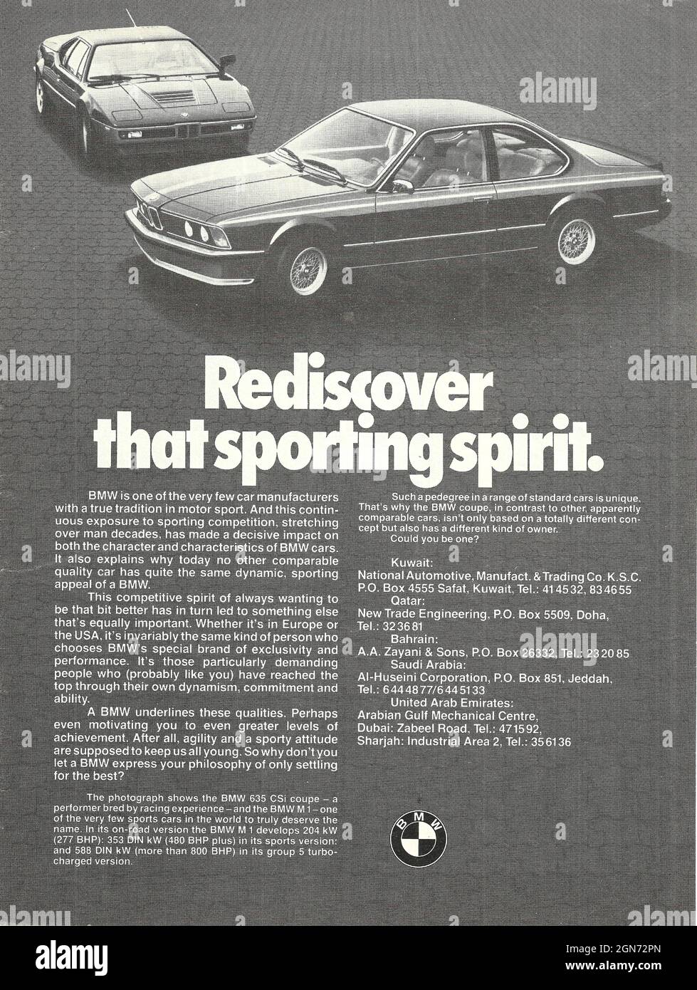 Vintage advertisement paper ad of BMW cars motorbike Stock Photo - Alamy