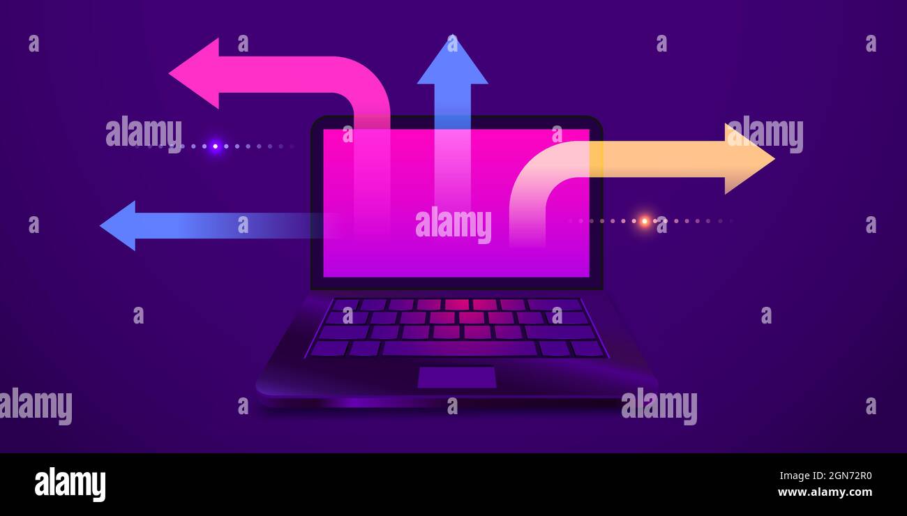 Uploading data from a computer. Futuristic background. Vector ...