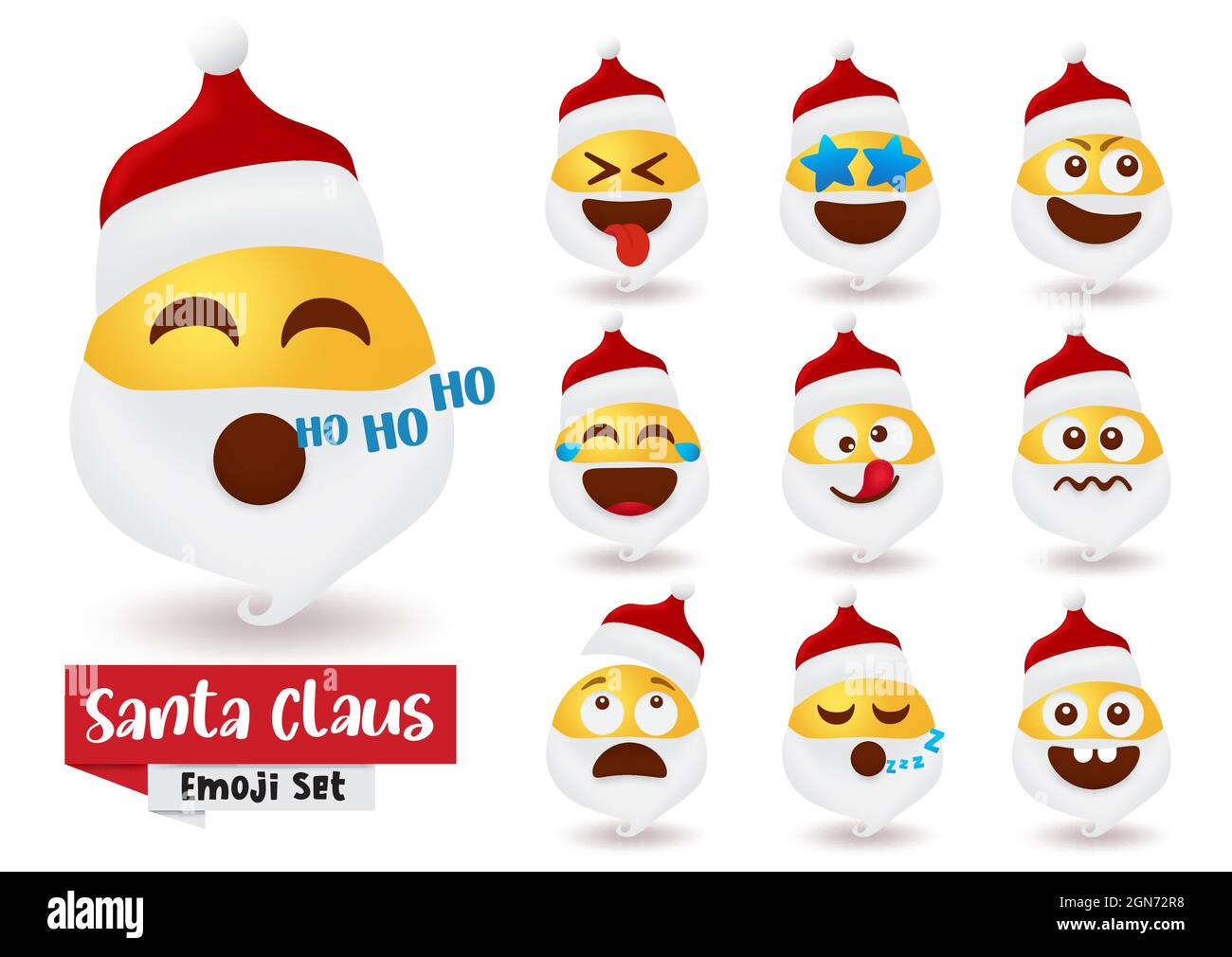 Christmas santa claus emoji characters set. Santa smiley character ...