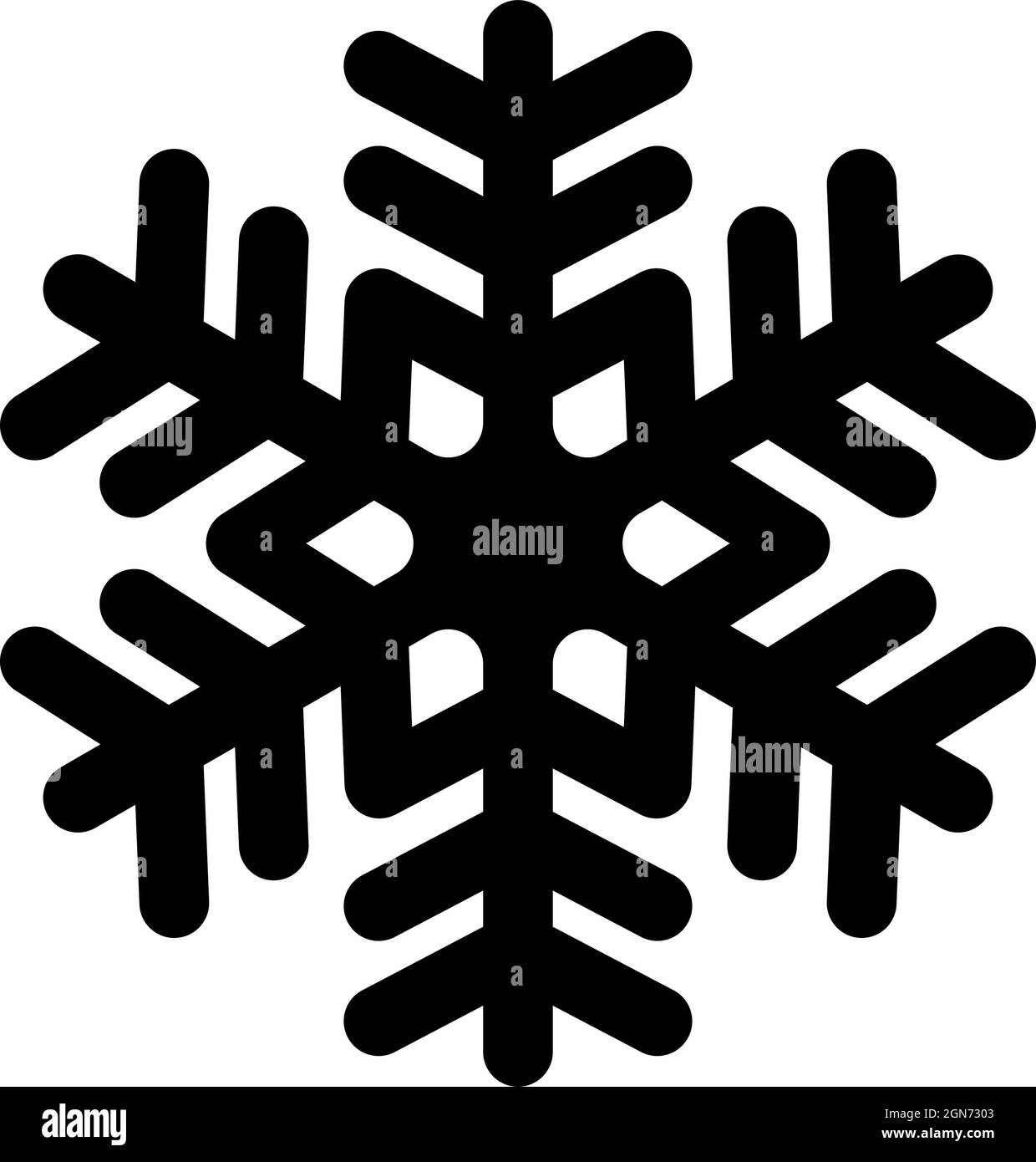Snowflake icon. Christmas and winter theme. Simple flat black illustration with rounded corners ...