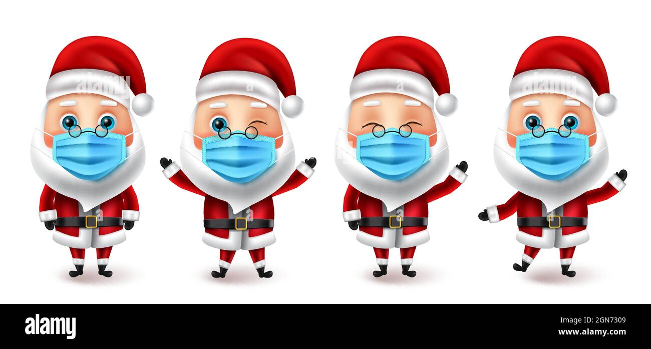 Santa claus character vector set. Christmas santa collection wearing ...