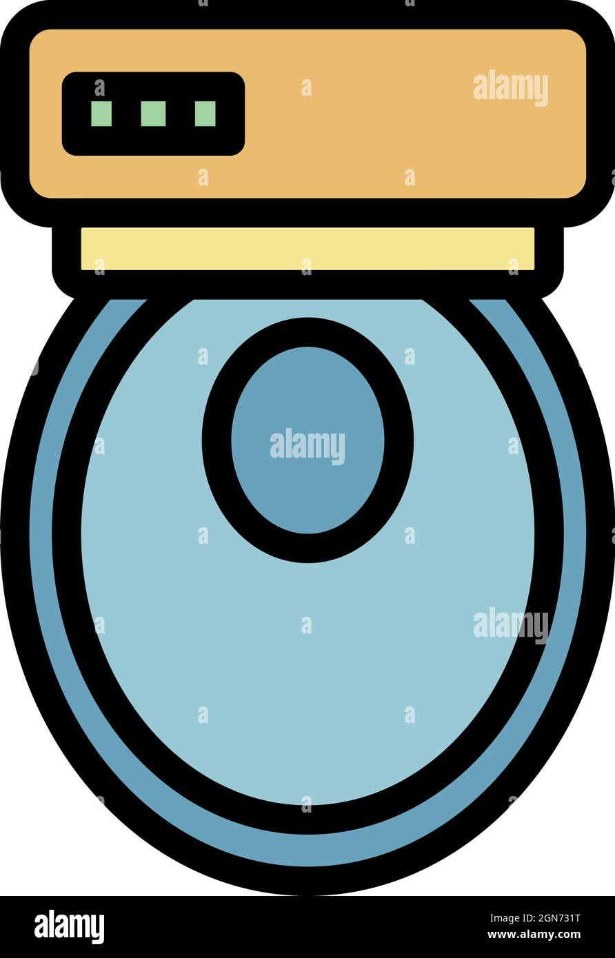 Top view toilet icon. Outline top view toilet vector icon color flat ...