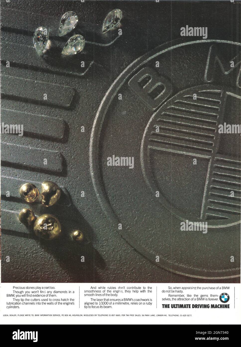 Vintage advertisement paper ad of BMW cars motorbike Stock Photo - Alamy