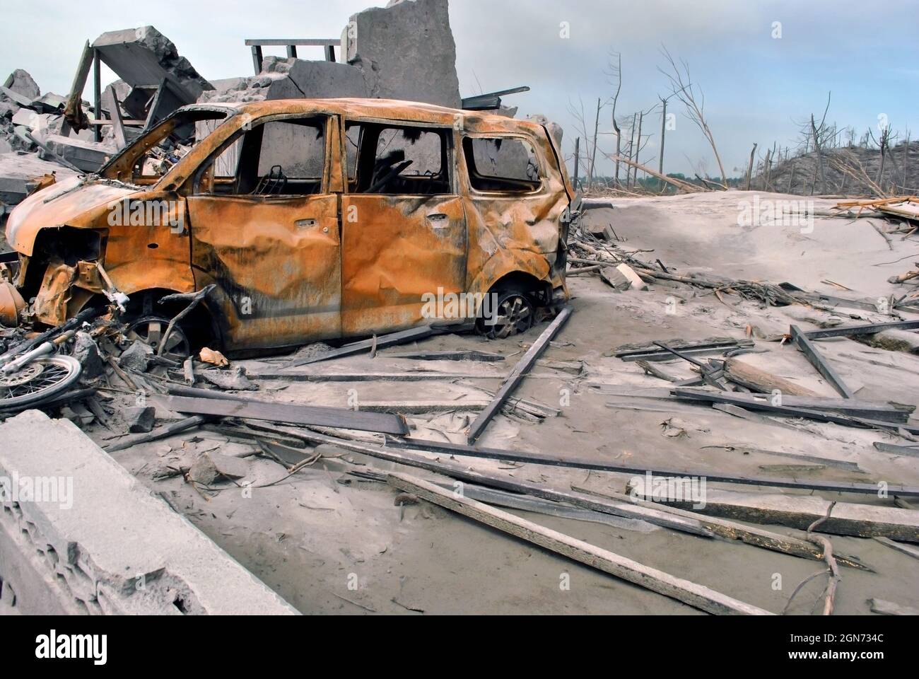 This is the view after Mount Merapi erupted in 2010 which caused a lot ...