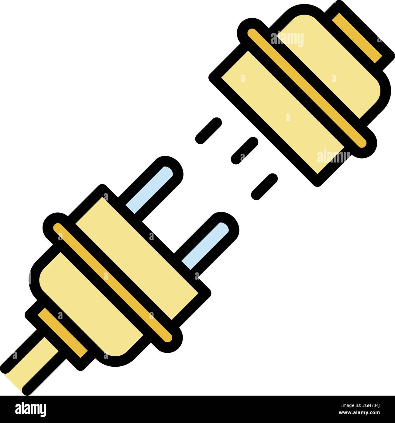 Plug male female icon. Outline plug male female vector icon color flat ...