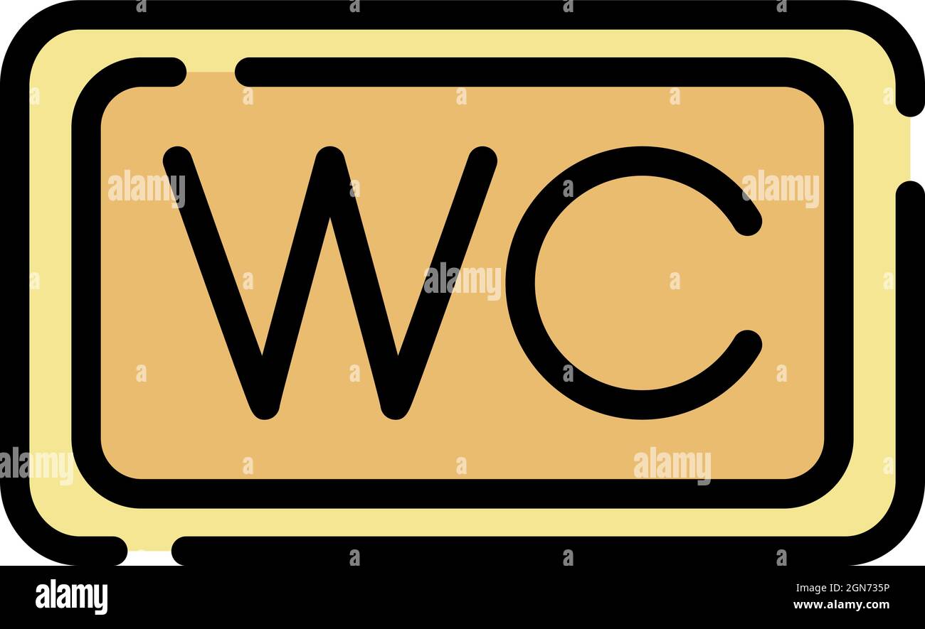 Wc sign icon. Outline wc sign vector icon color flat isolated Stock ...