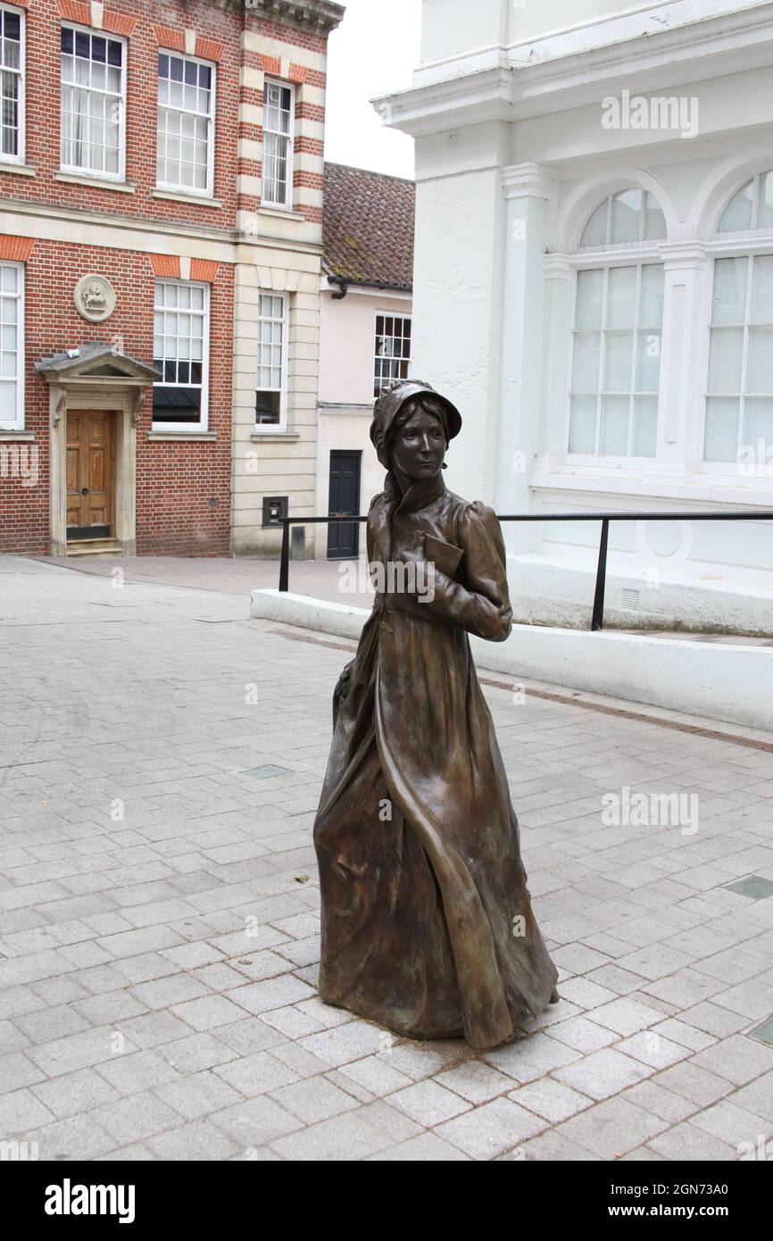 A statue of Jane Eyre outside the Willis Museum in Basingstoke, UK ...