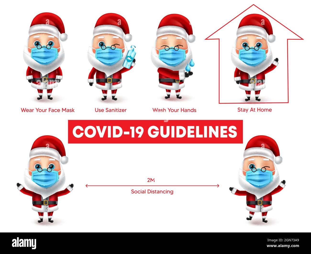 Santa claus character vector set. Christmas santa collection wearing ...