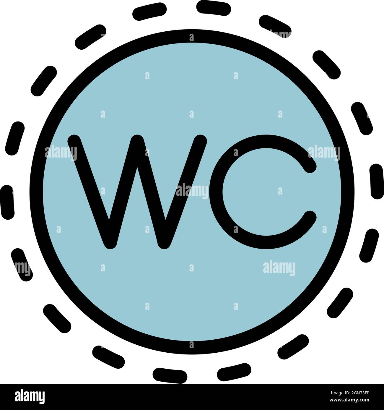 Round wc sign icon. Outline round wc sign vector icon color flat ...