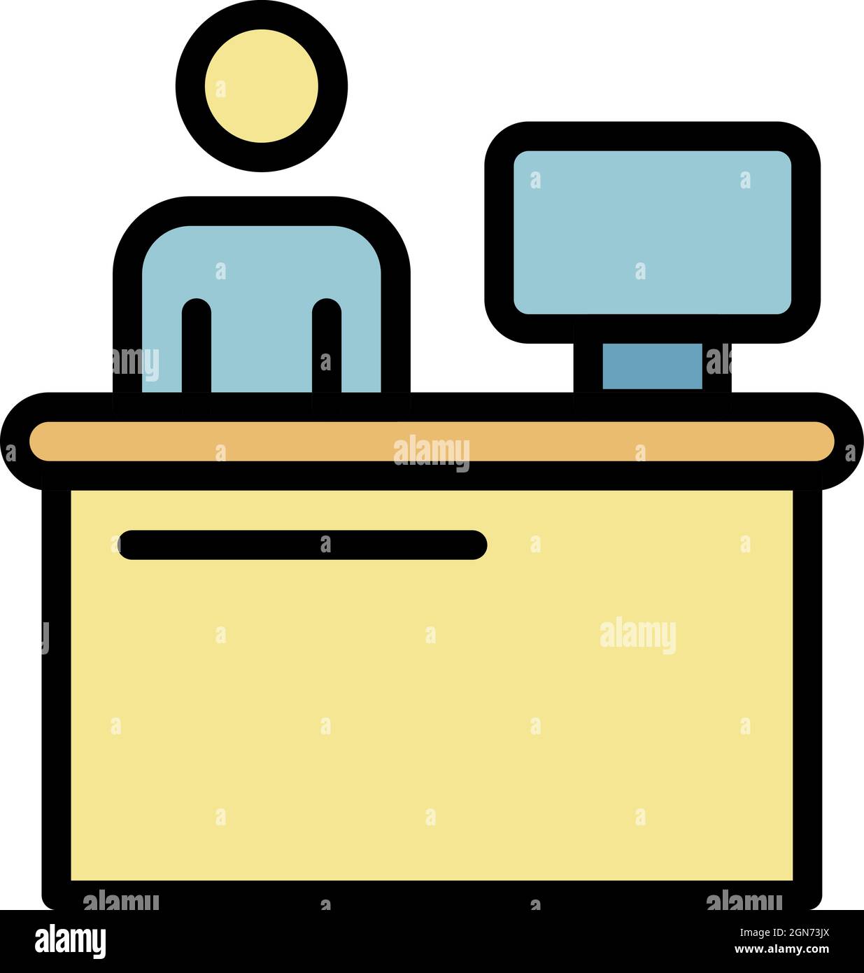 Admin workplace icon. Outline admin workplace vector icon color flat ...