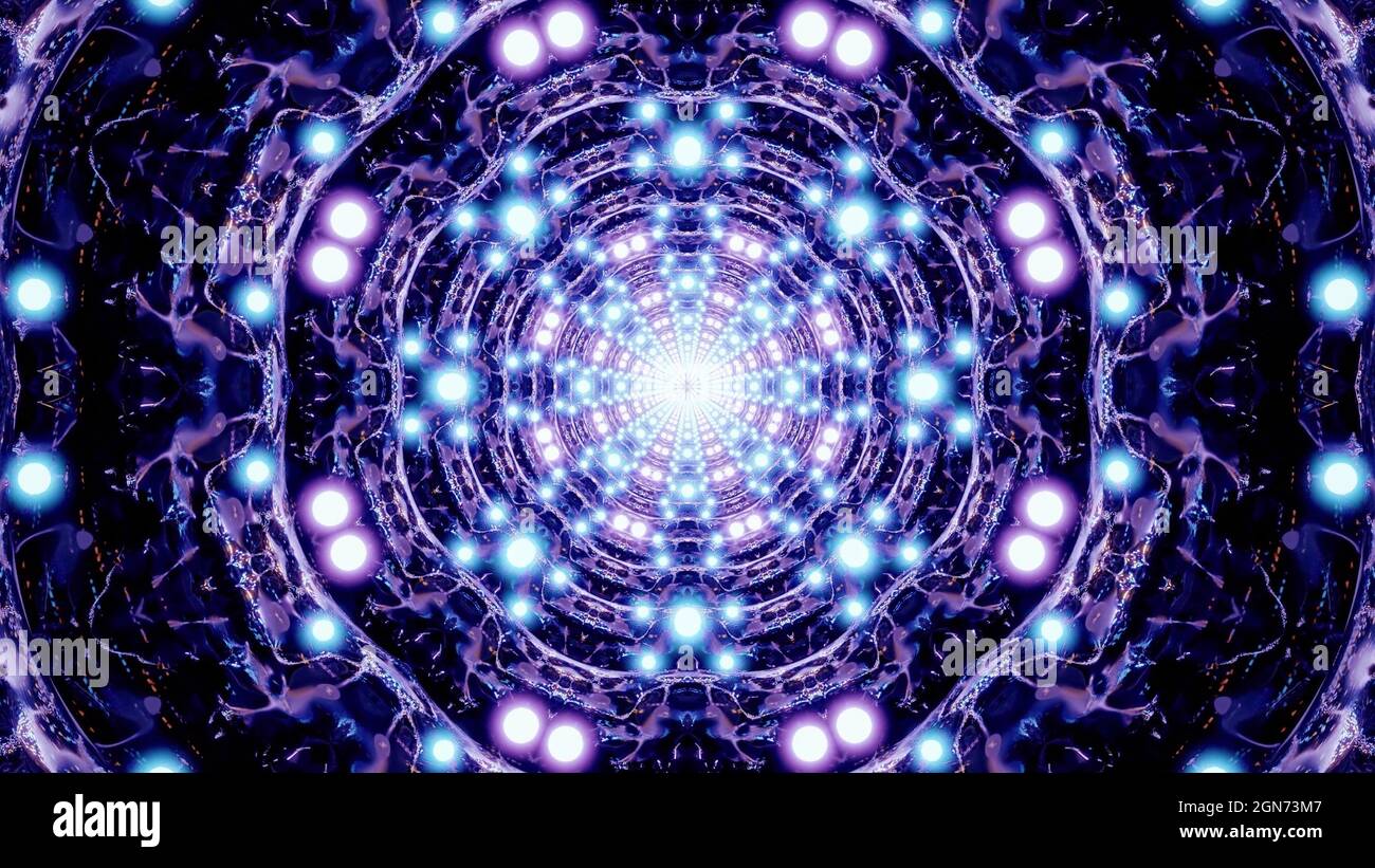 Round shaped tunnel with gleaming lights 4K UHD 3d illustration Stock ...