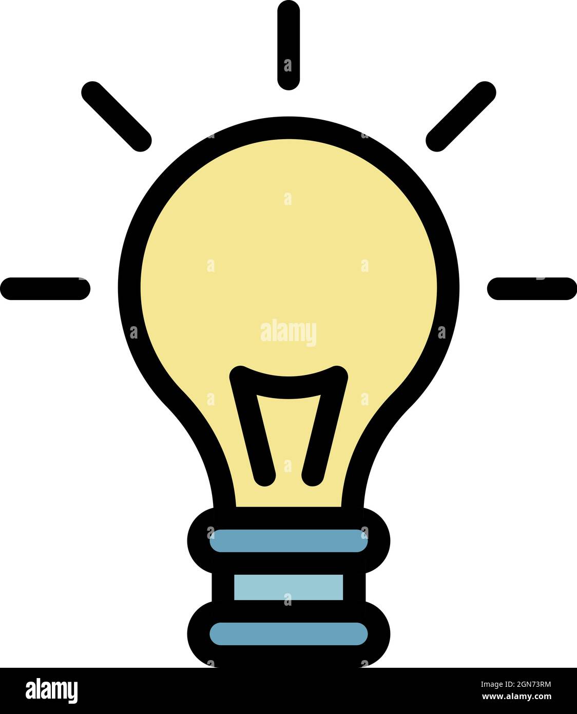 Light bulb icon. Outline light bulb vector icon color flat isolated ...
