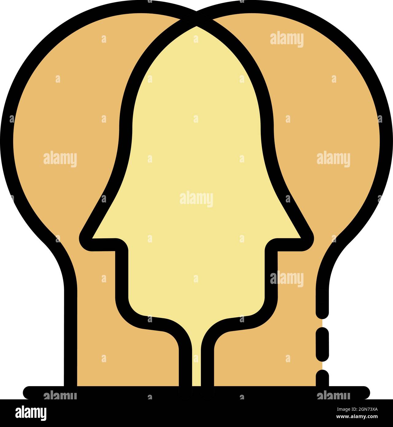 Two heads icon. Outline two heads vector icon color flat isolated Stock ...