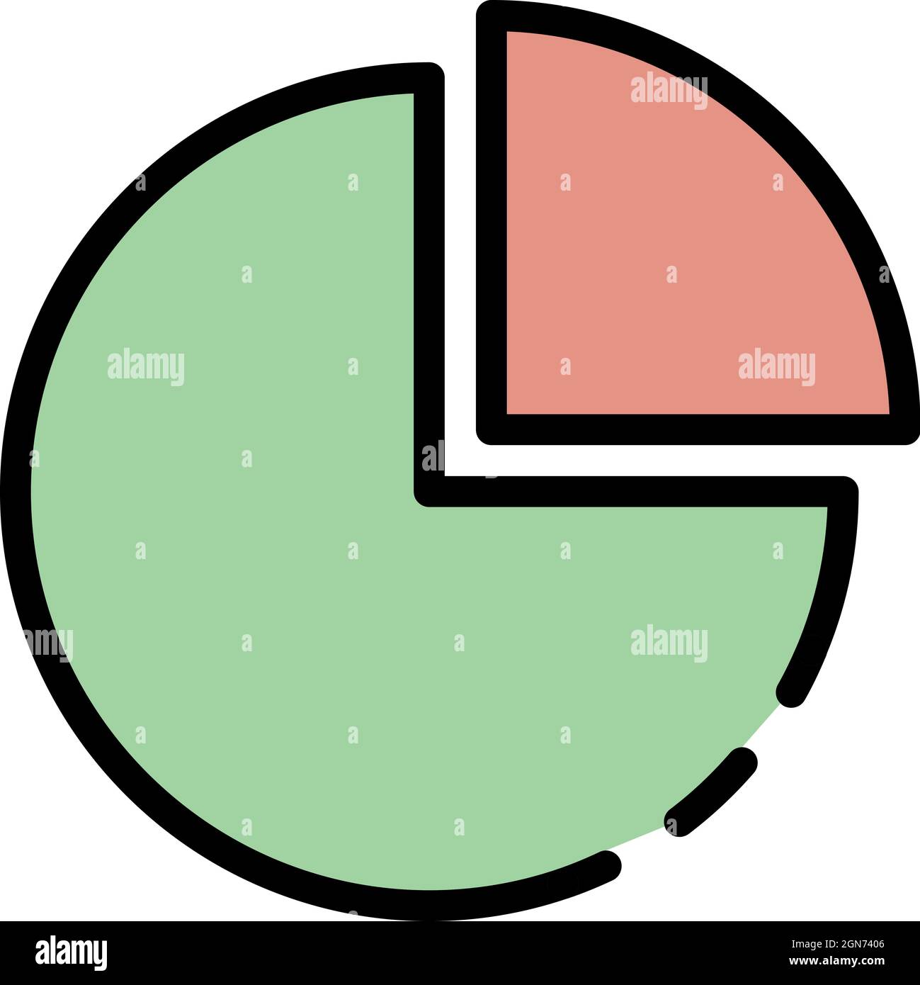 Circle and quarter icon. Outline circle and quarter vector icon color ...