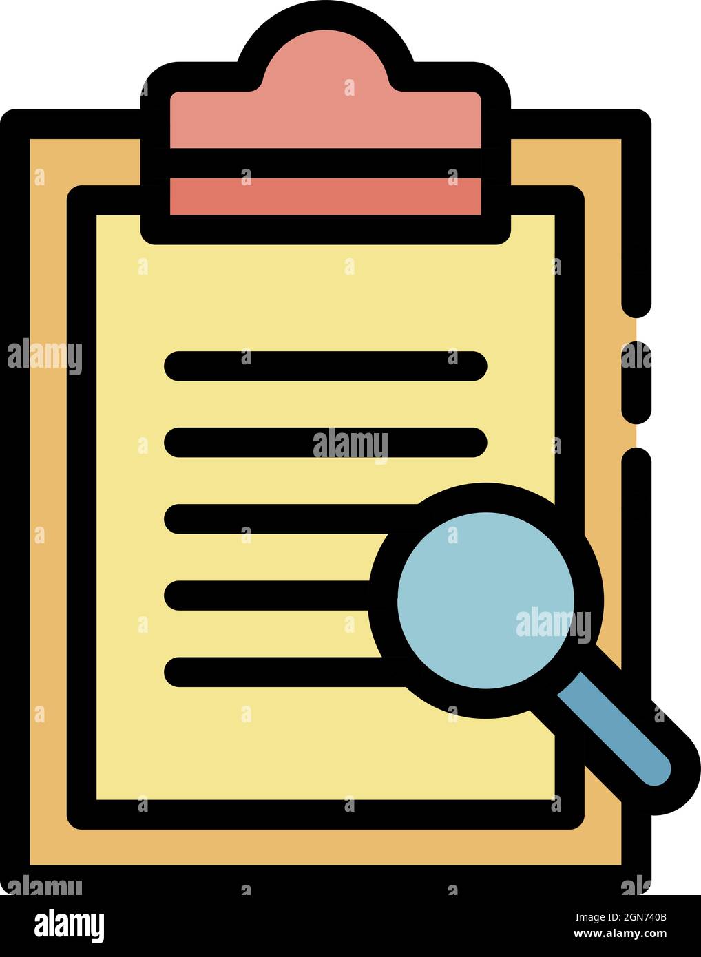 Blank and magnifier icon. Outline blank and magnifier vector icon color ...