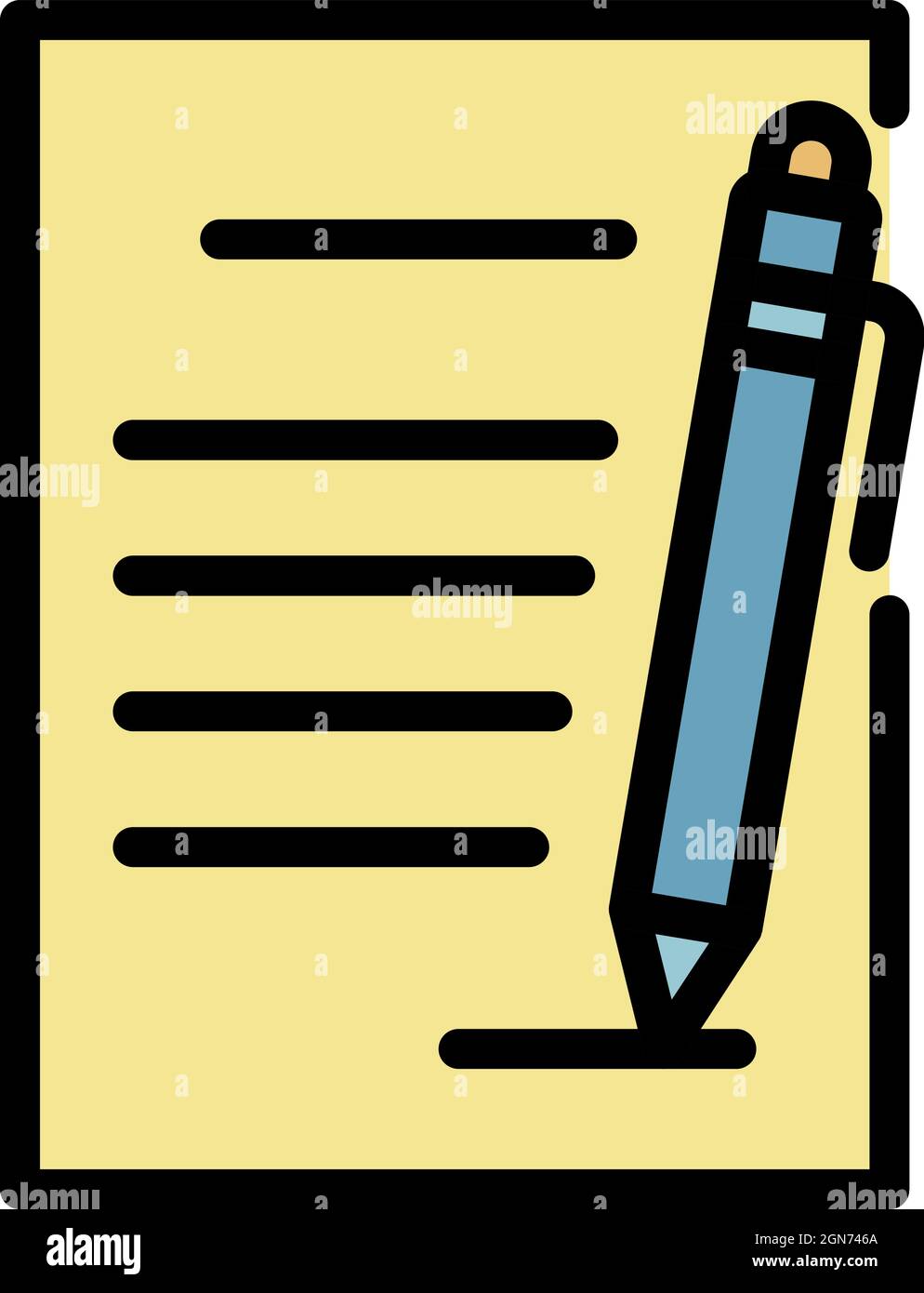 Document and pen icon. Outline document and pen vector icon color flat ...