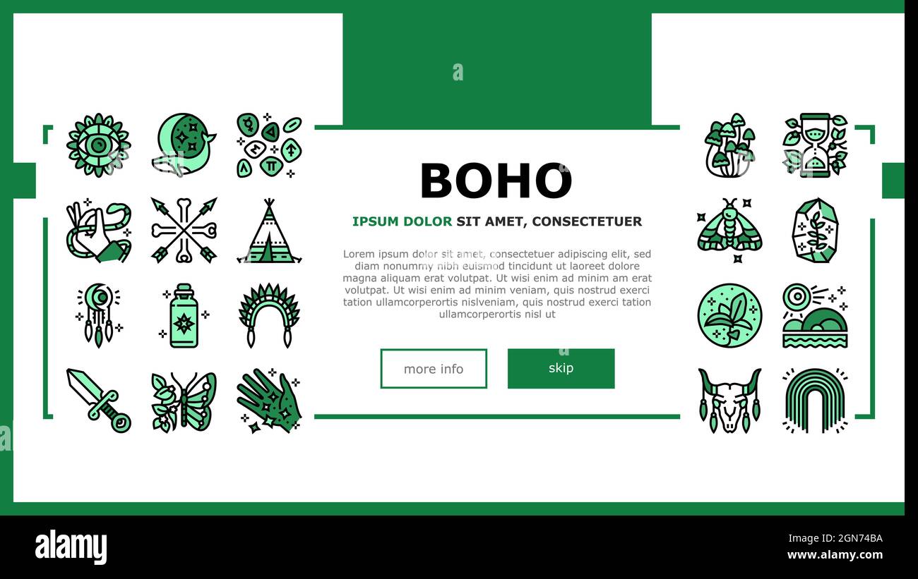 Boho Style Decoration Landing Header Vector Stock Vector Image & Art ...