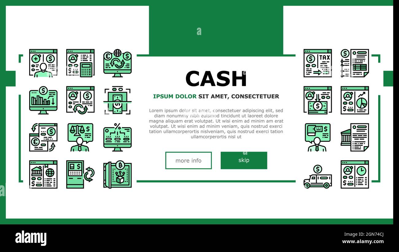 Cash Services Bank Landing Header Vector Stock Vector Image & Art - Alamy