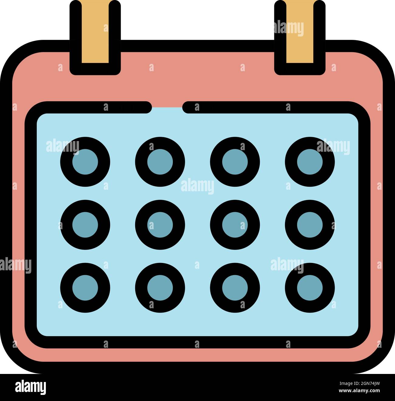 Calendar with rounded corners icon. Outline calendar with rounded ...