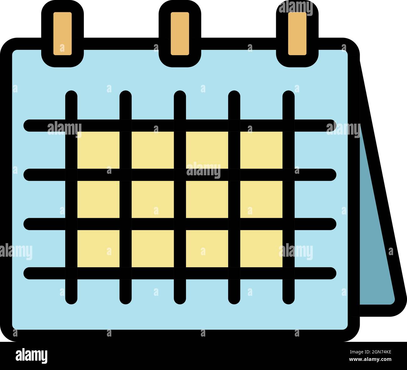 Desk calendar icon. Outline desk calendar vector icon color flat ...