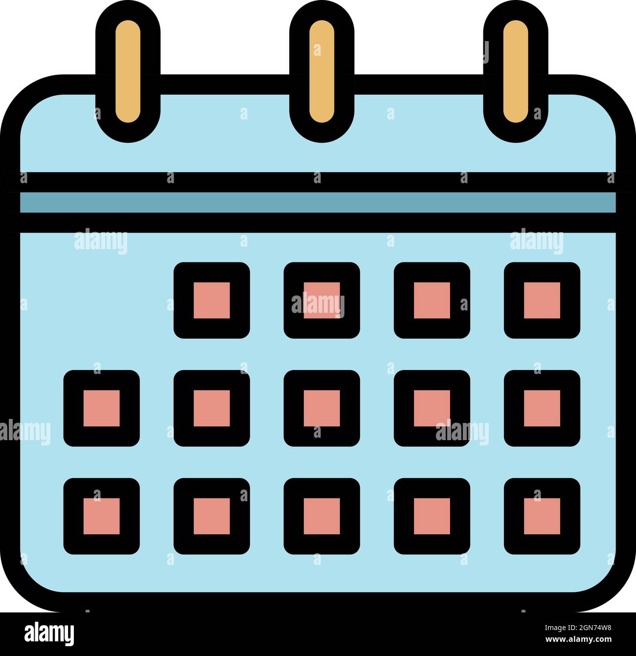 Medical calendar icon. Outline medical calendar vector icon color flat ...