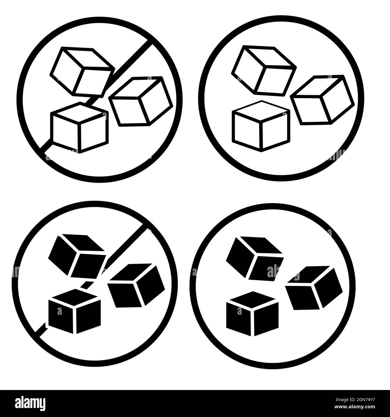 no sugar free icon on white background. sugar sign. sugar cubes symbol ...