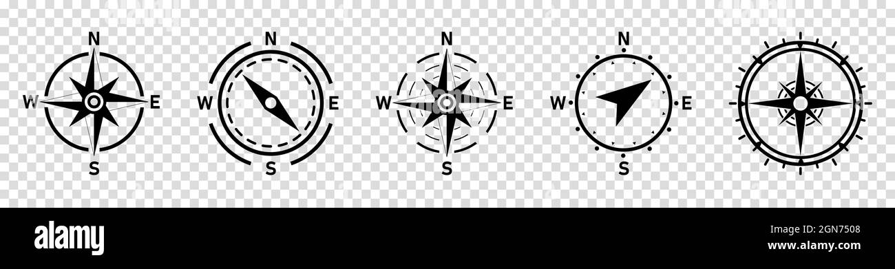 Set of compass icons isolated on transparent background Stock Vector ...